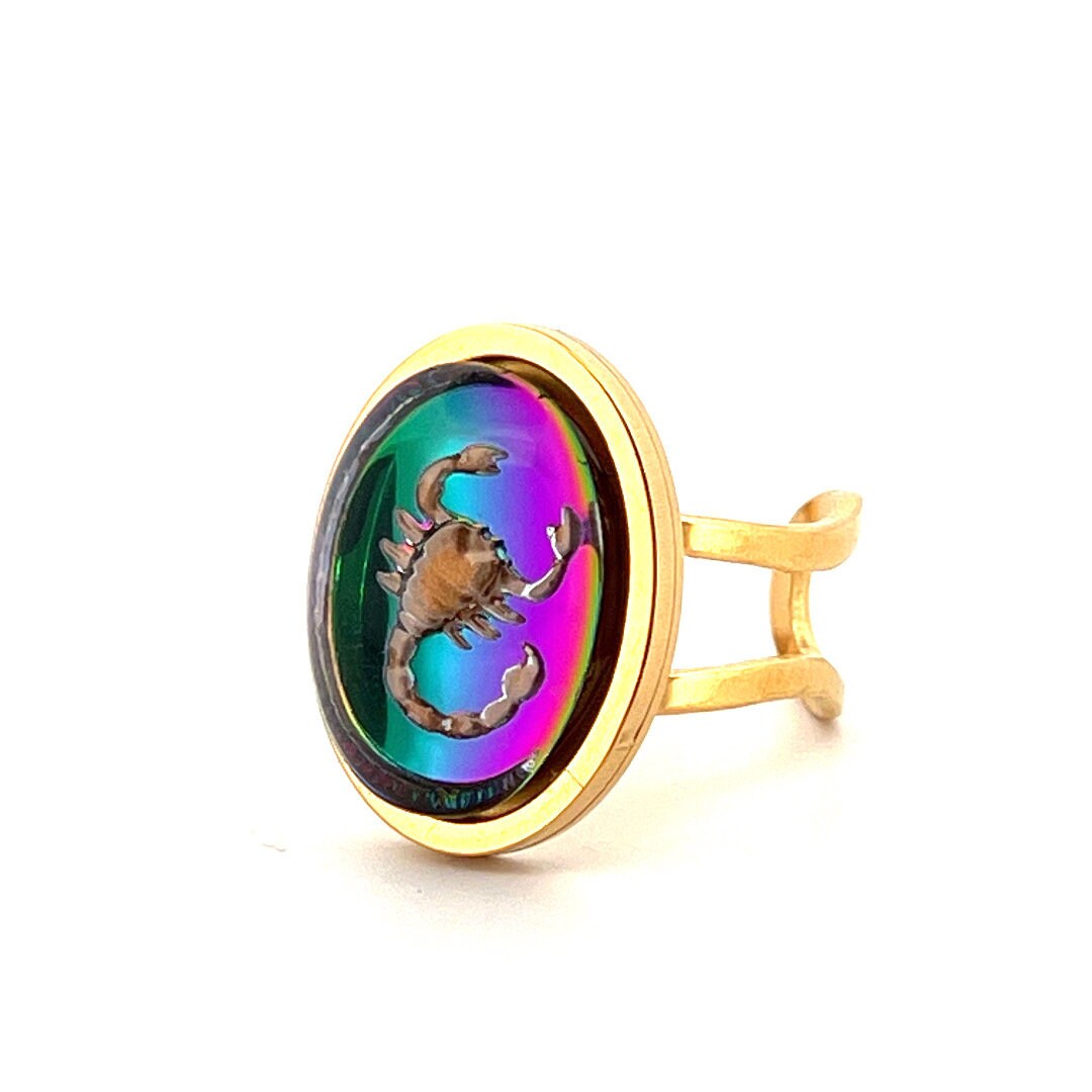 Vintage Glass German Intaglio 1950s Zodiac Scorpio Cameo Ring - Etsy ...