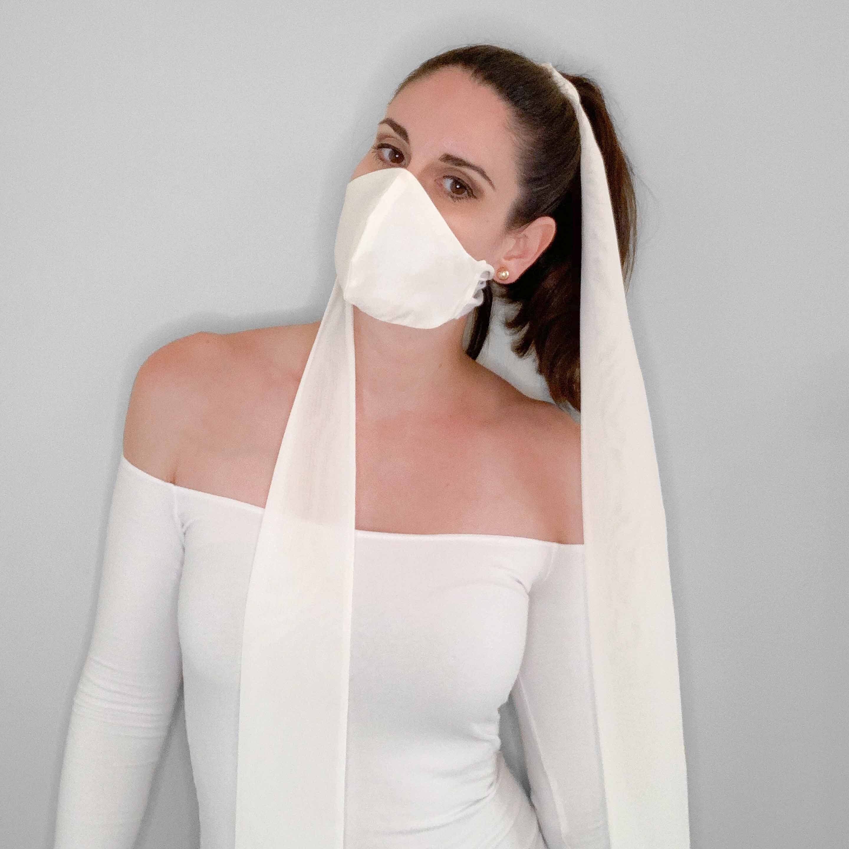 Luxury chiffon fashion face mask extra adjustable long ties | Etsy