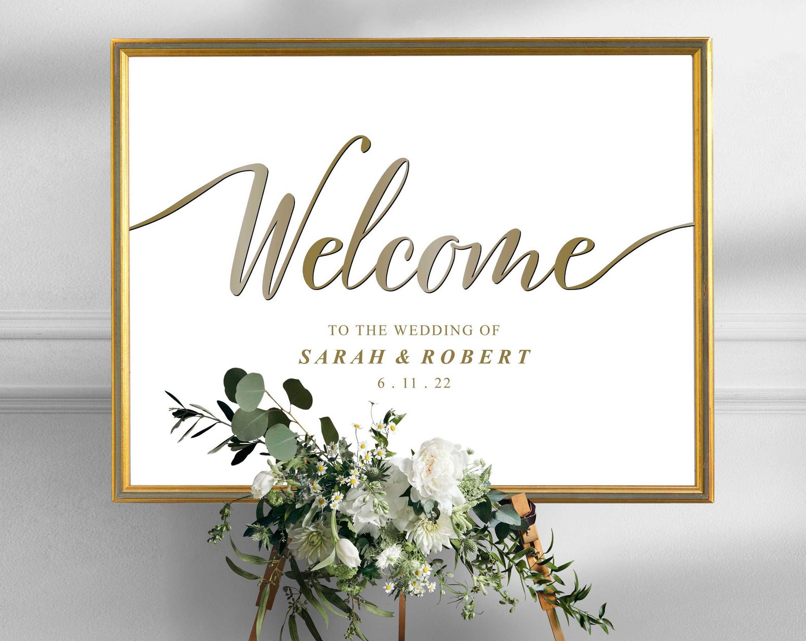 Editable Gold Wedding Welcome Sign Template Printable Wedding - Etsy