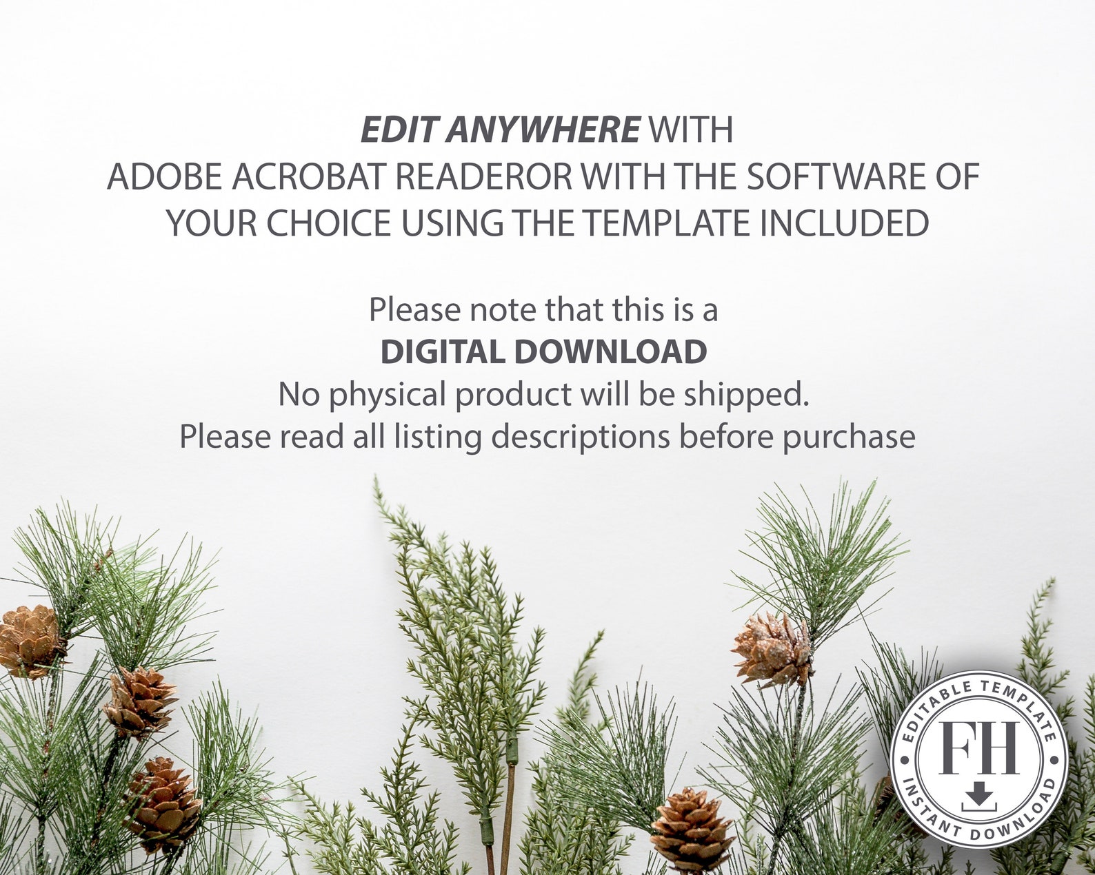 Printable Christmas Card Template Instant Download Editable - Etsy