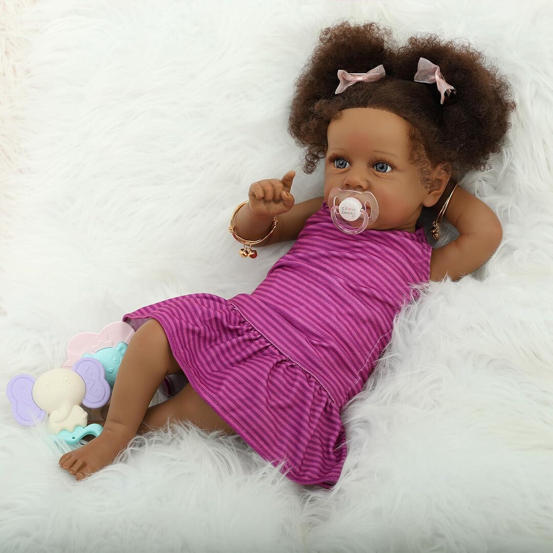 22" Realistic Reborn Baby Girl Doll African American Ultra Lifelike ...