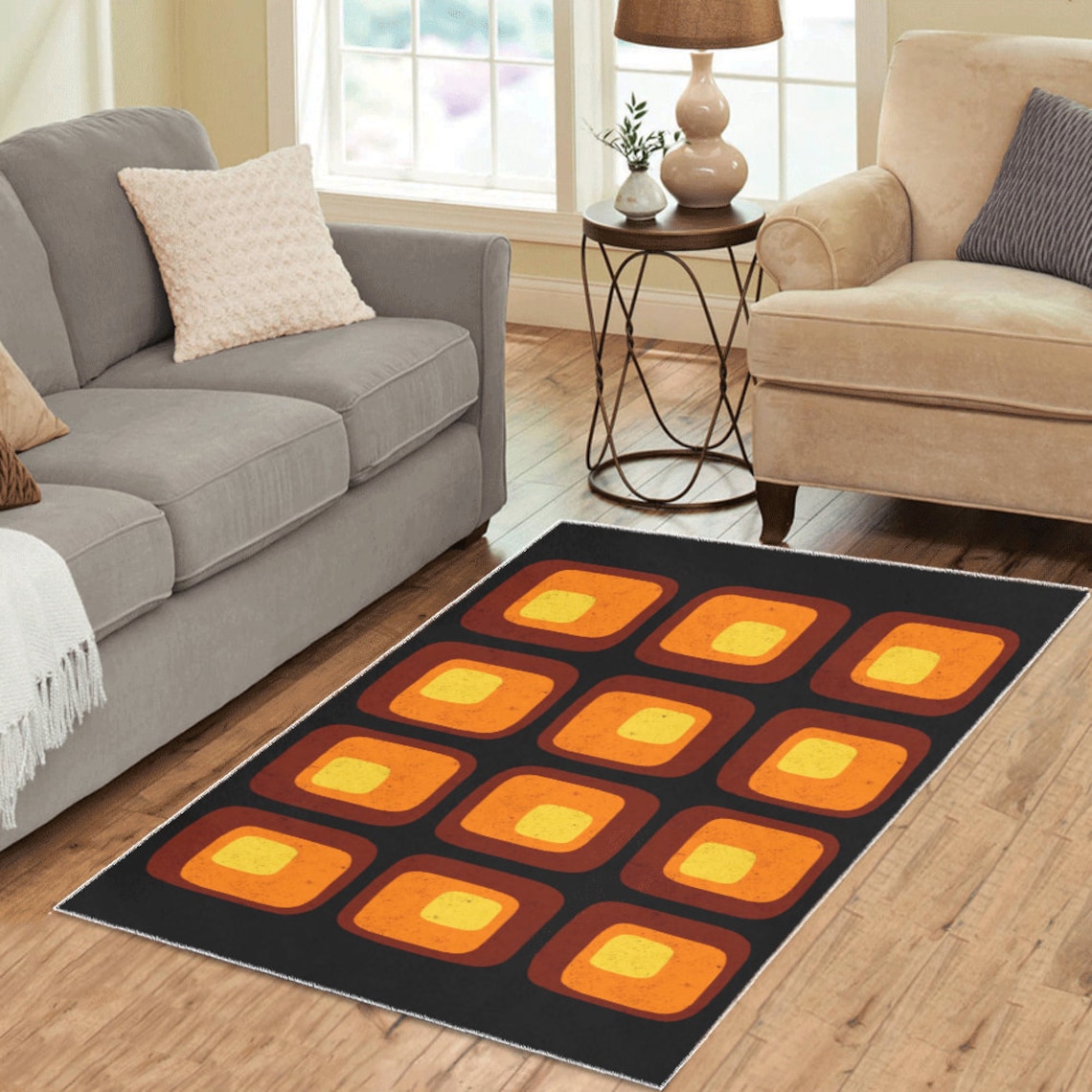 Retro Area Rugs Mod 70s Pattern Vintage Funky Boho Carpet 3 - Etsy ...