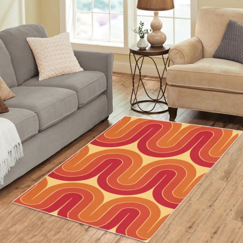 Mod Abstract Area Rugs Retro Vintage Funky Carpet 3 Sizes to | Etsy