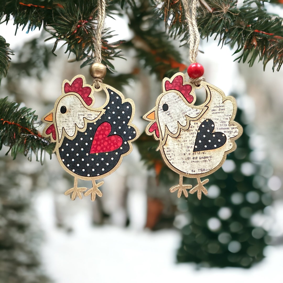 Etsy Exclusive - Whimsical Handcrafted Chicken Ornaments, Chicken Decor ...