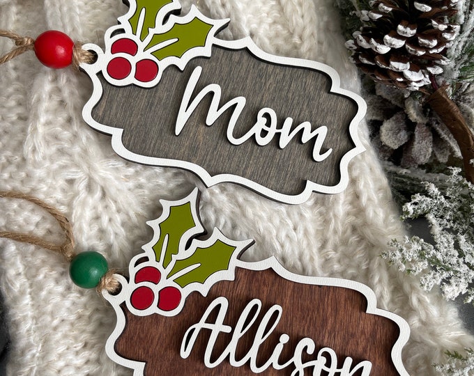 Custom Wood Stocking Tag, Gift Tag, Personalized Stocking Tags, Wood ...