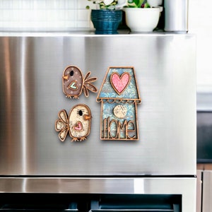 Whimsical Wood Bird Magnet Collection, Bird Accessories, Bird Decor ...