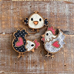 Whimsical Wood Chicken Magnet Collection, Chicken Accessories, Chicken ...