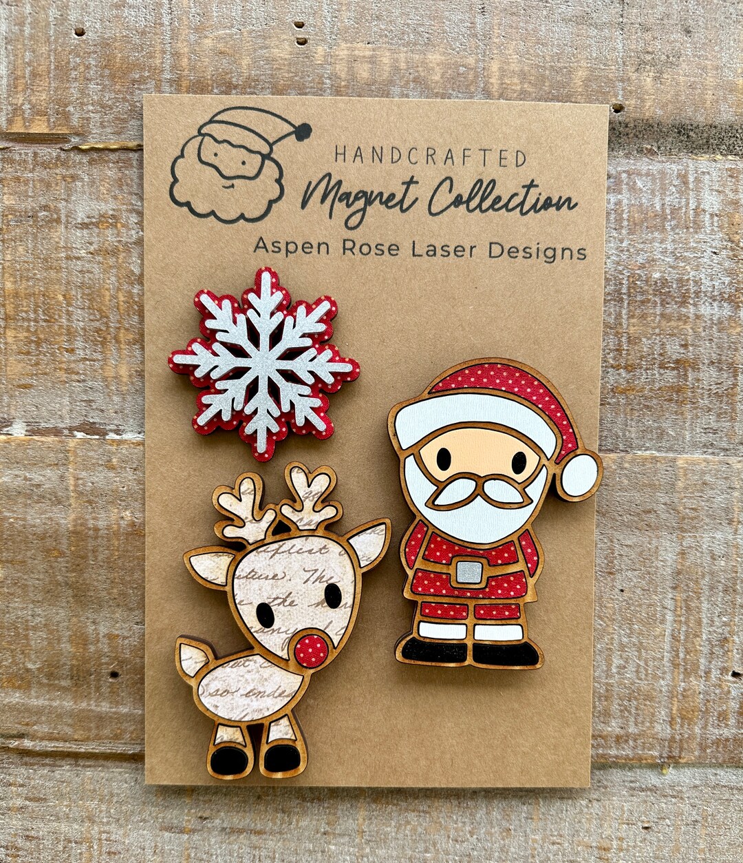 Whimsical Santa Magnet Collection, Reindeer Magnet, Santa Magnet, Cute ...