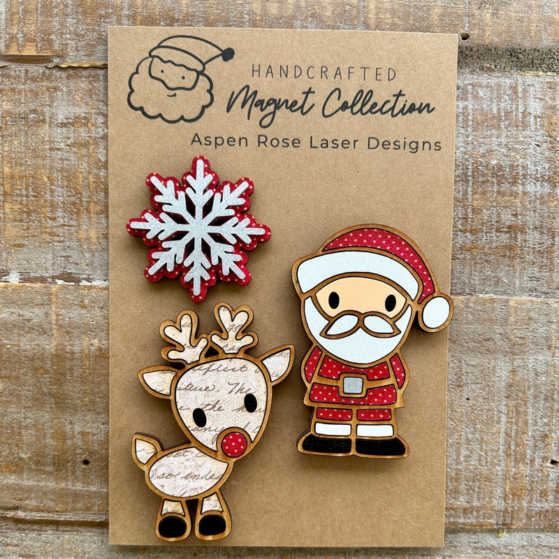 Santa and Reindeer Magnet - Etsy