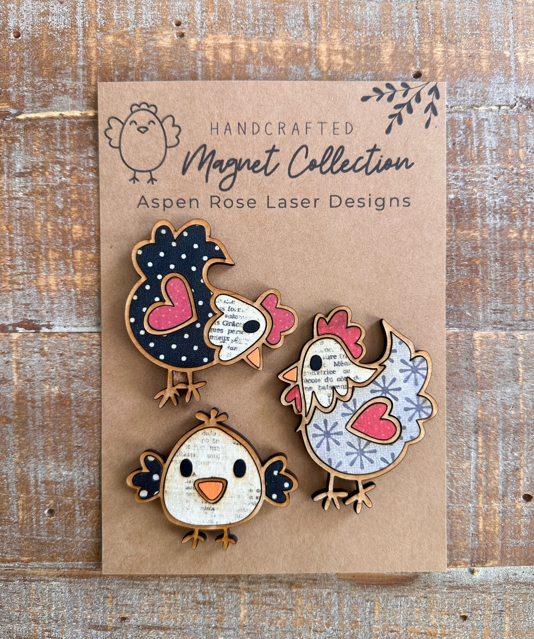 Whimsical Wood Chicken Magnet Collection, Chicken Accessories, Chicken ...