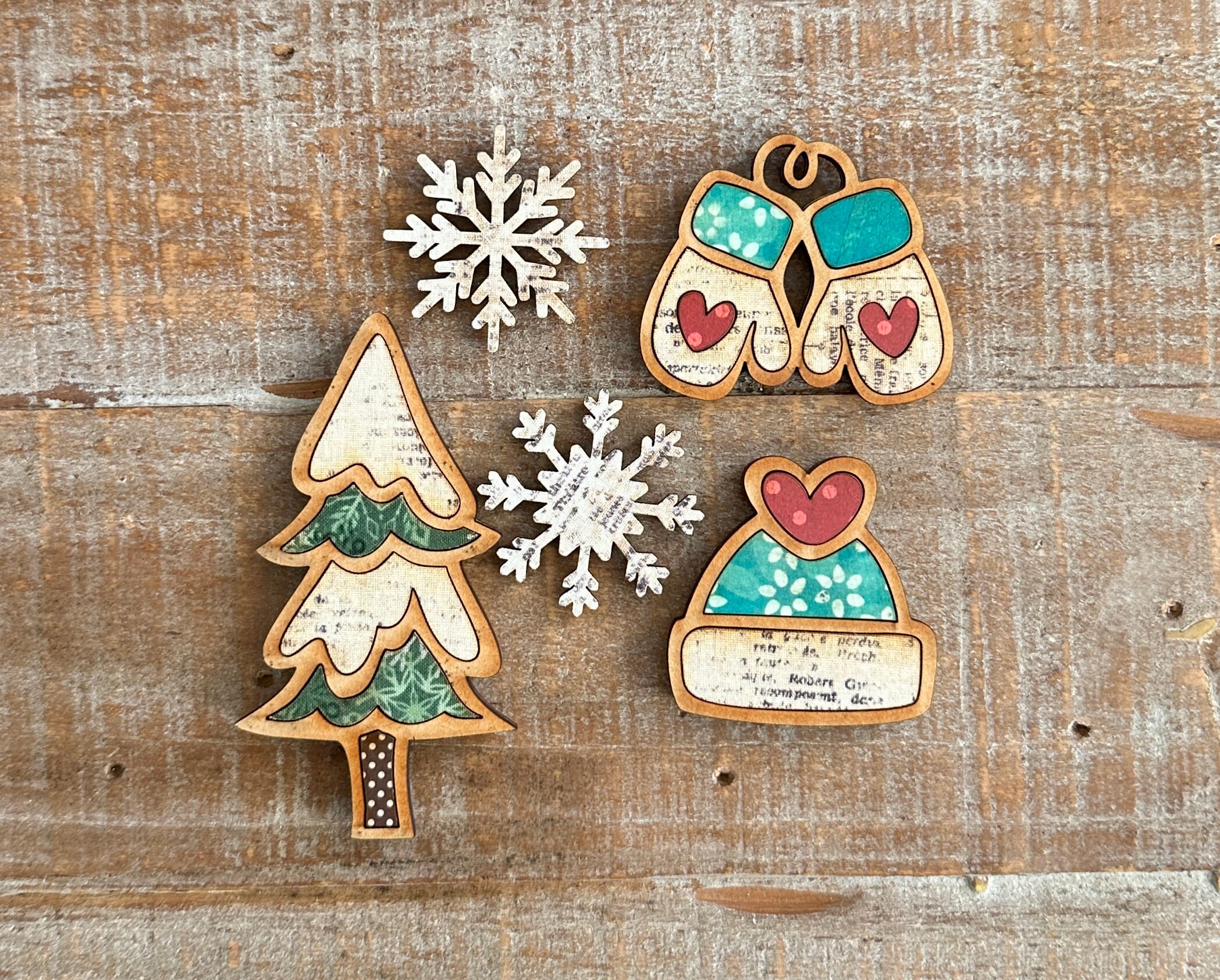 Whimsical Wood Winter Magnet Collection, Winter Magnet, Snow Magnet ...