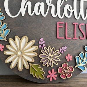 Nursery Name Sign, Floral Nursery Decor, Wooden Name Cutout ...