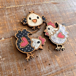 Whimsical Wood Chicken Magnet Collection, Chicken Accessories, Chicken ...