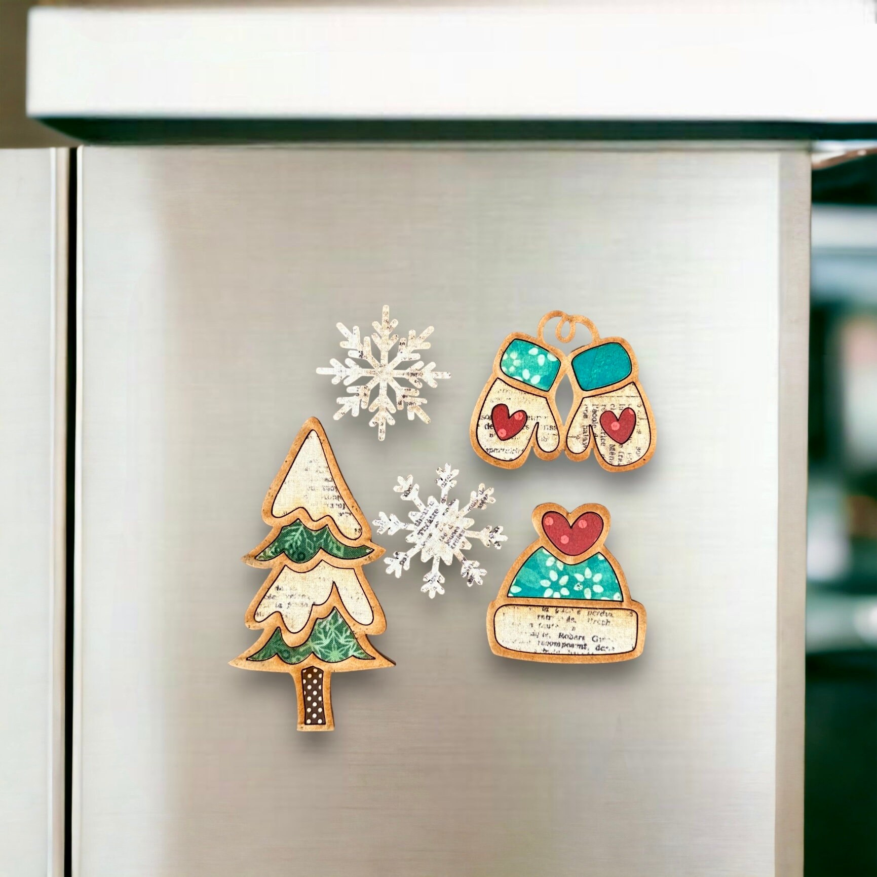 Whimsical Wood Winter Magnet Collection, Winter Magnet, Snow Magnet ...