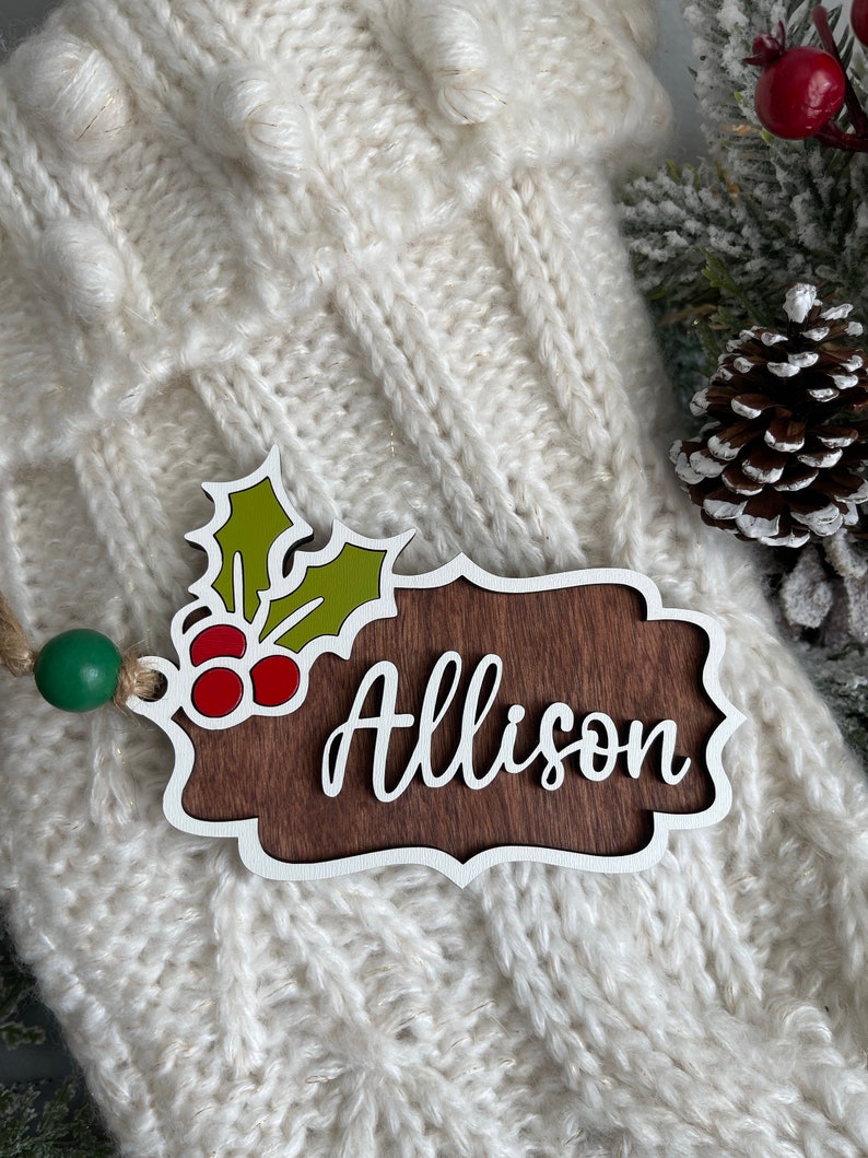 Custom Wood Stocking Tag Gift Tag Personalized Stocking - Etsy