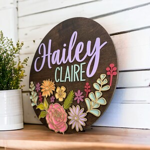 Custom Name Sign, Nursery Name Sign, Boho Nursery Sign, Floral Nursery ...