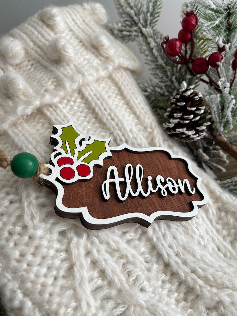 Custom Wood Stocking Tag Gift Tag Personalized Stocking - Etsy