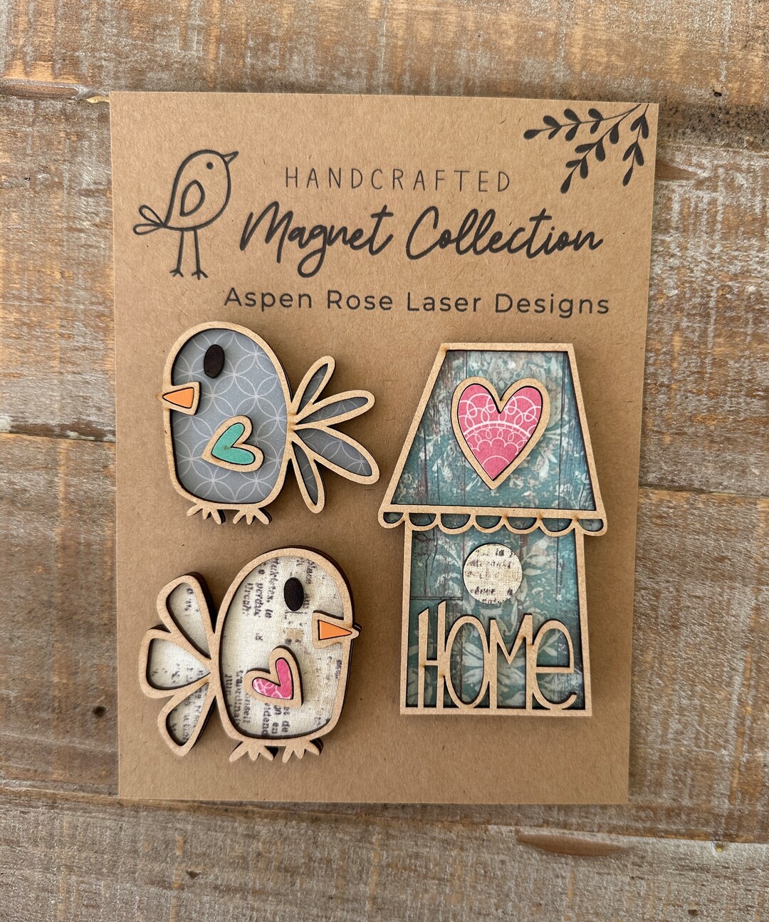 Whimsical Wood Bird Magnet Collection, Bird Accessories, Bird Decor ...