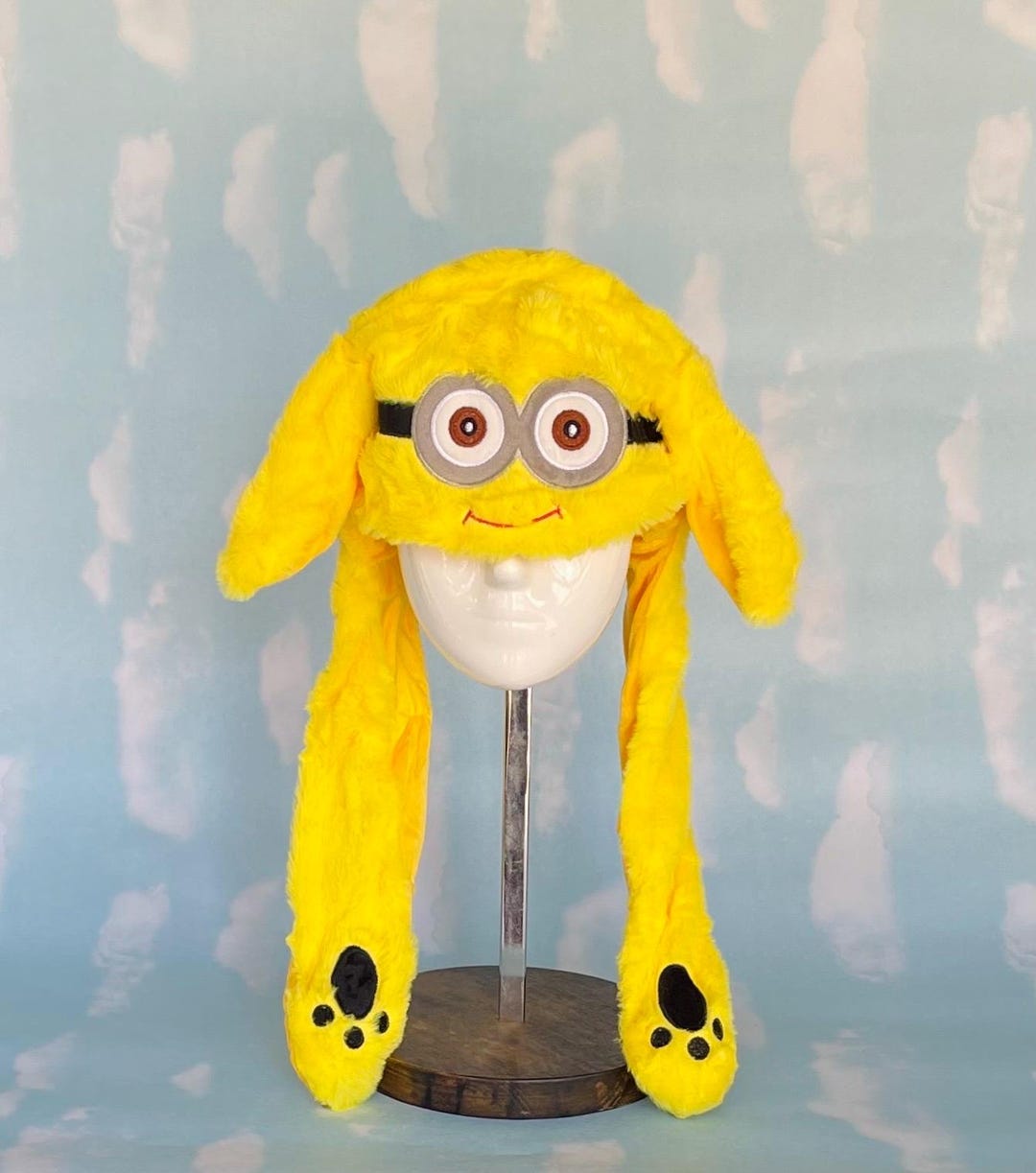 Minion Plush Hat With Moving Ears Funny Jumping Bunny Ear Caps, LED ...