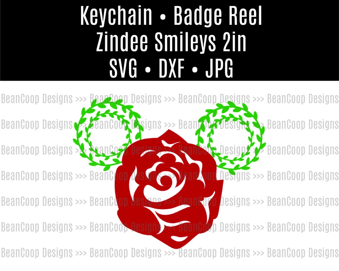 Smileys Mouse Ears Zindee Cut File Belle Keychain Badge Reel Acrylic ...