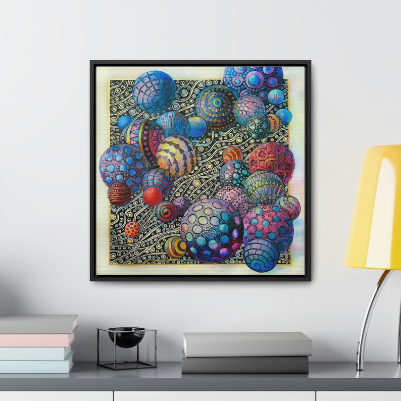 Balls Abstract Oil Painting ART PRINT FRAMED Doodling Colorful Balls ...