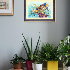 Exotic Fish Original Art Sea Coral Watercolor Painting Artwork 9 " × 13 ...