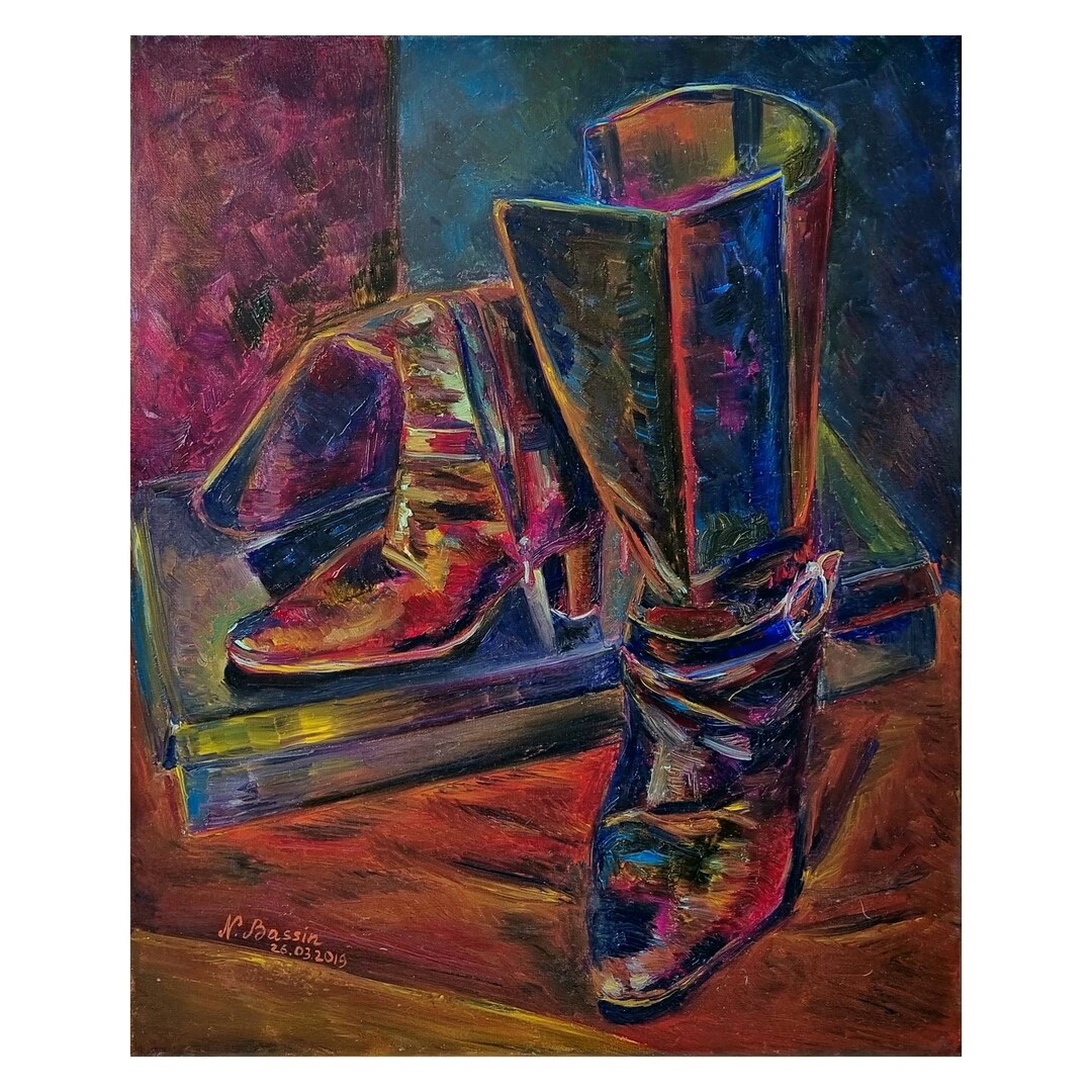 Black High Heel Boots Original Oil Painting Boots Still Life, 20"x16 ...