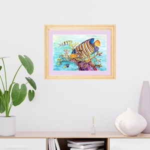 Exotic Fish Original Art Sea Coral Watercolor Painting Artwork 9 " × 13 ...