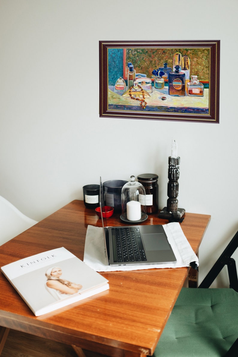 Original Oil Painting: Perfume Bottles & Amber Necklace Still Life - Etsy