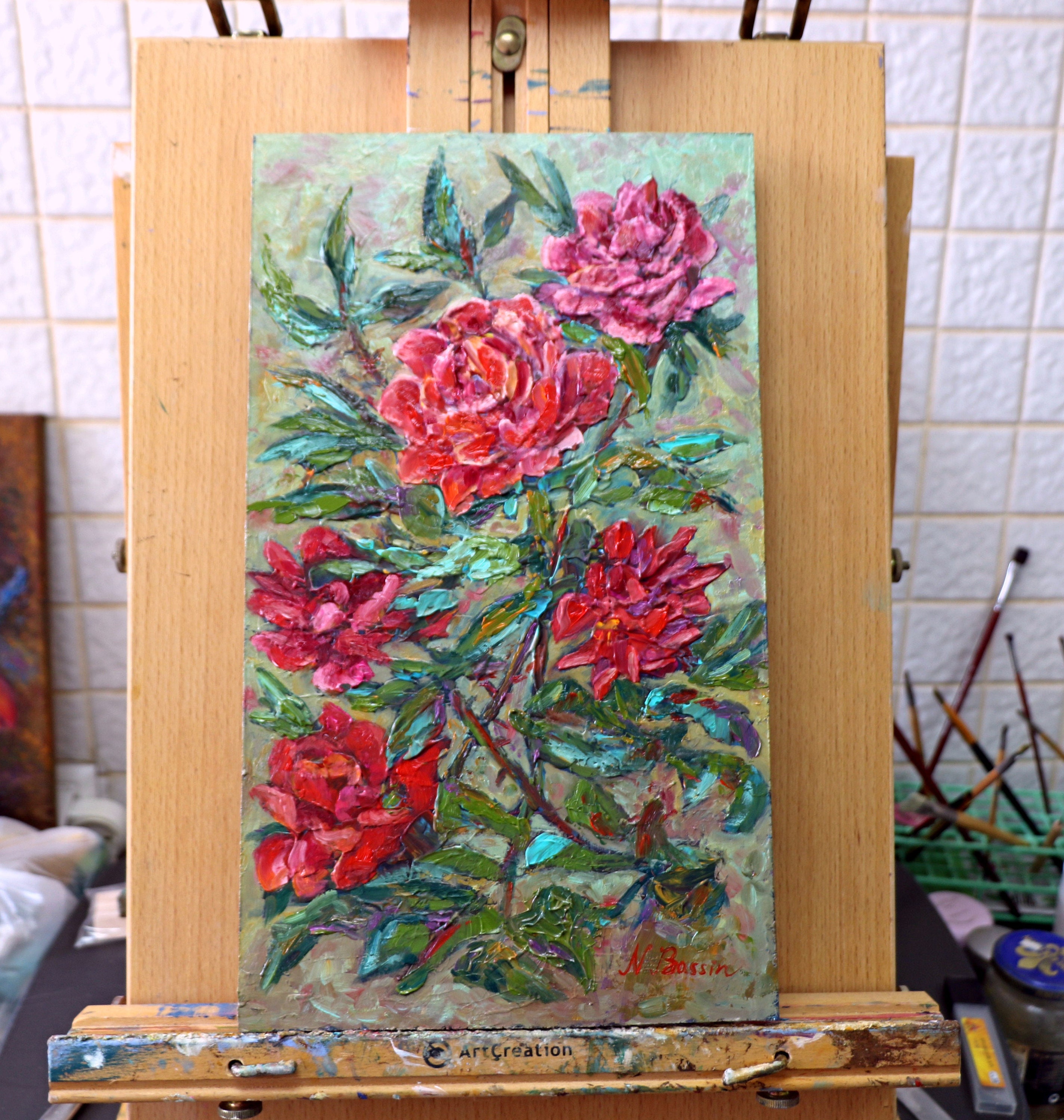 Wall Décor Home Décor Flowers Impasto Painting Roses Abstract Realism ...
