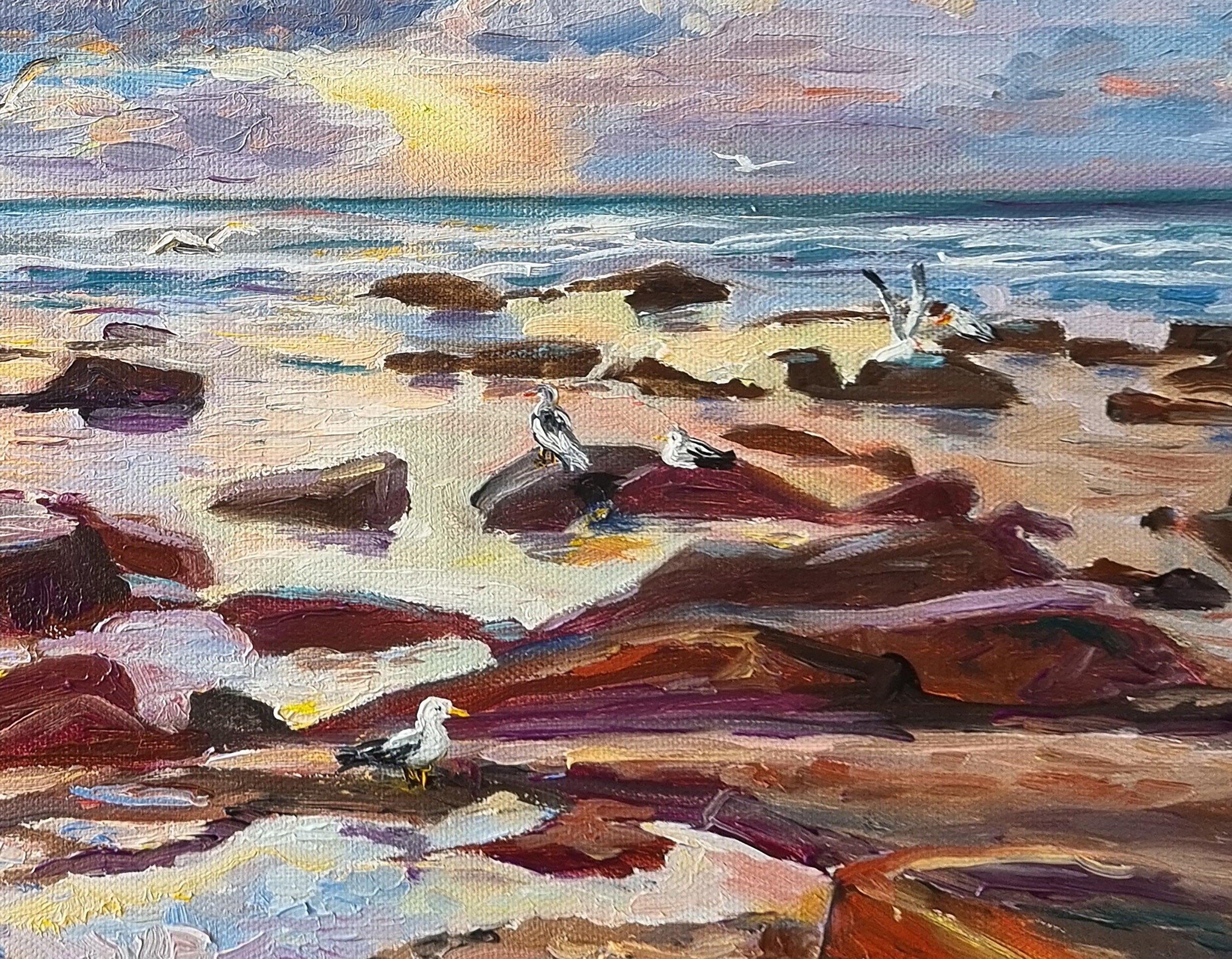Seascape Monterey Original Art California Beach Painting Sunset Artwork ...