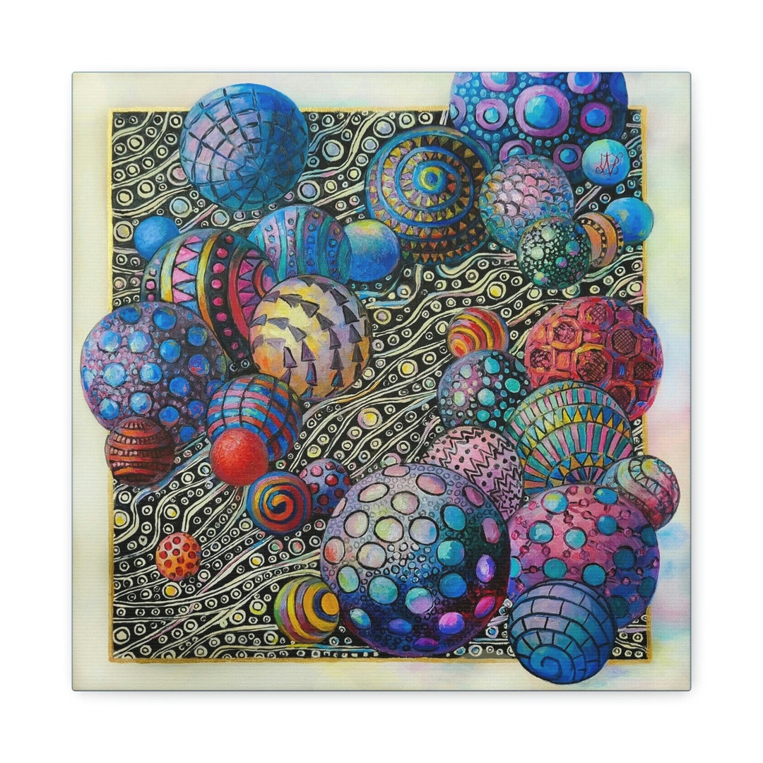 ART PRINT Balls Abstract Oil Painting Doodling Colorful Balls Wall Art ...