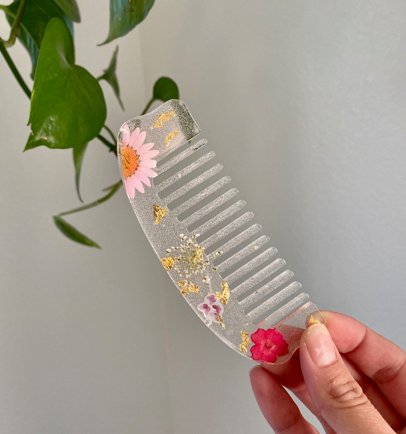 Hot Pink Flower Comb - Etsy