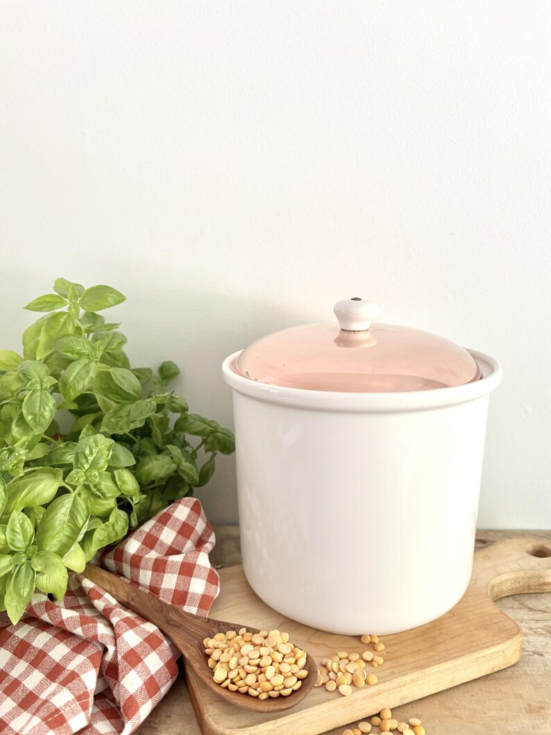 White Ceramic Jar With Copper Lid - Etsy