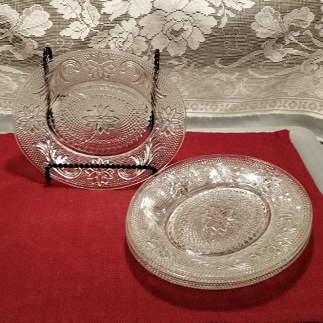 Vintage Snack Plates Sandwich Clear by TIARA Four Plates 4 - Etsy