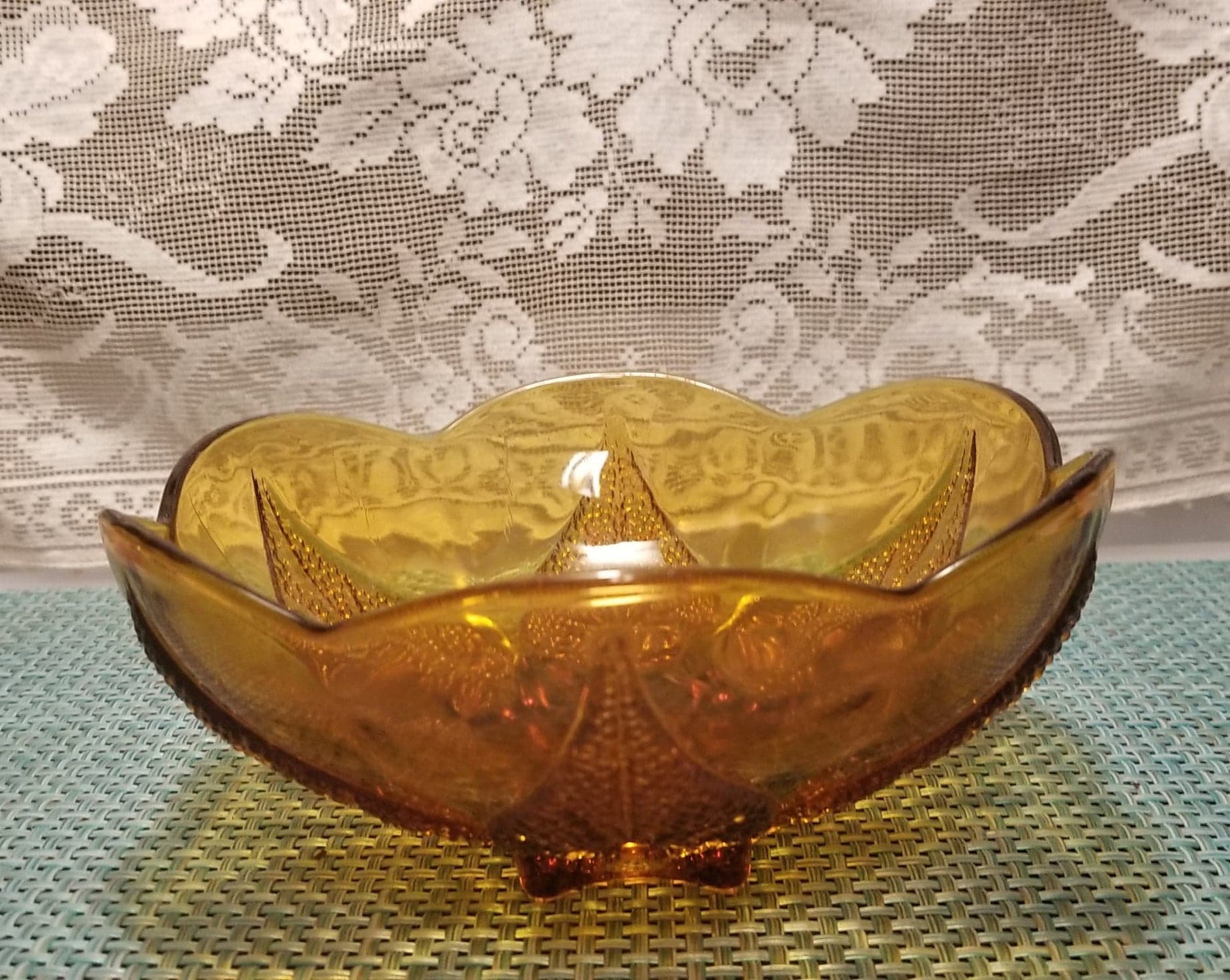 Anchor Hocking Amber Renaissance Leaf Bowl - Etsy