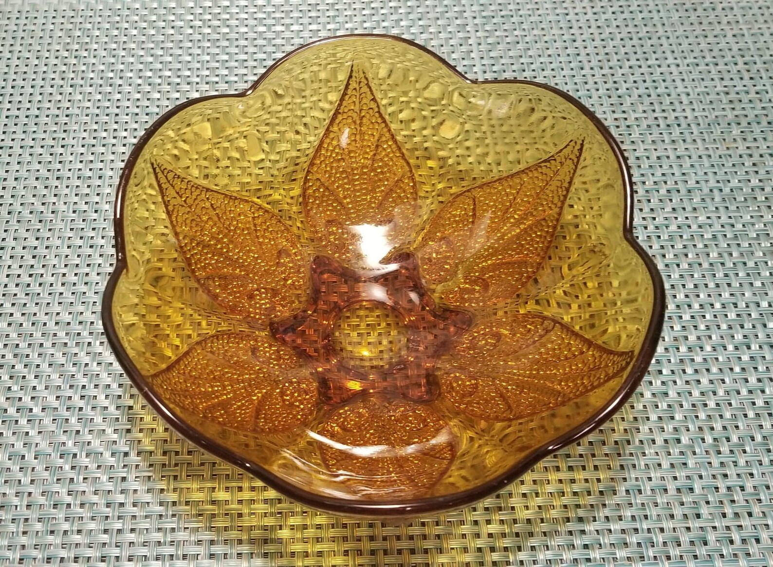 Anchor Hocking Amber Renaissance Leaf Bowl - Etsy