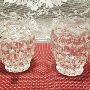 Vintage Depression Glass Diamond Pattern Clear Glass Sugar - Etsy