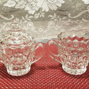 Vintage Depression Glass Diamond Pattern Clear Glass Sugar - Etsy
