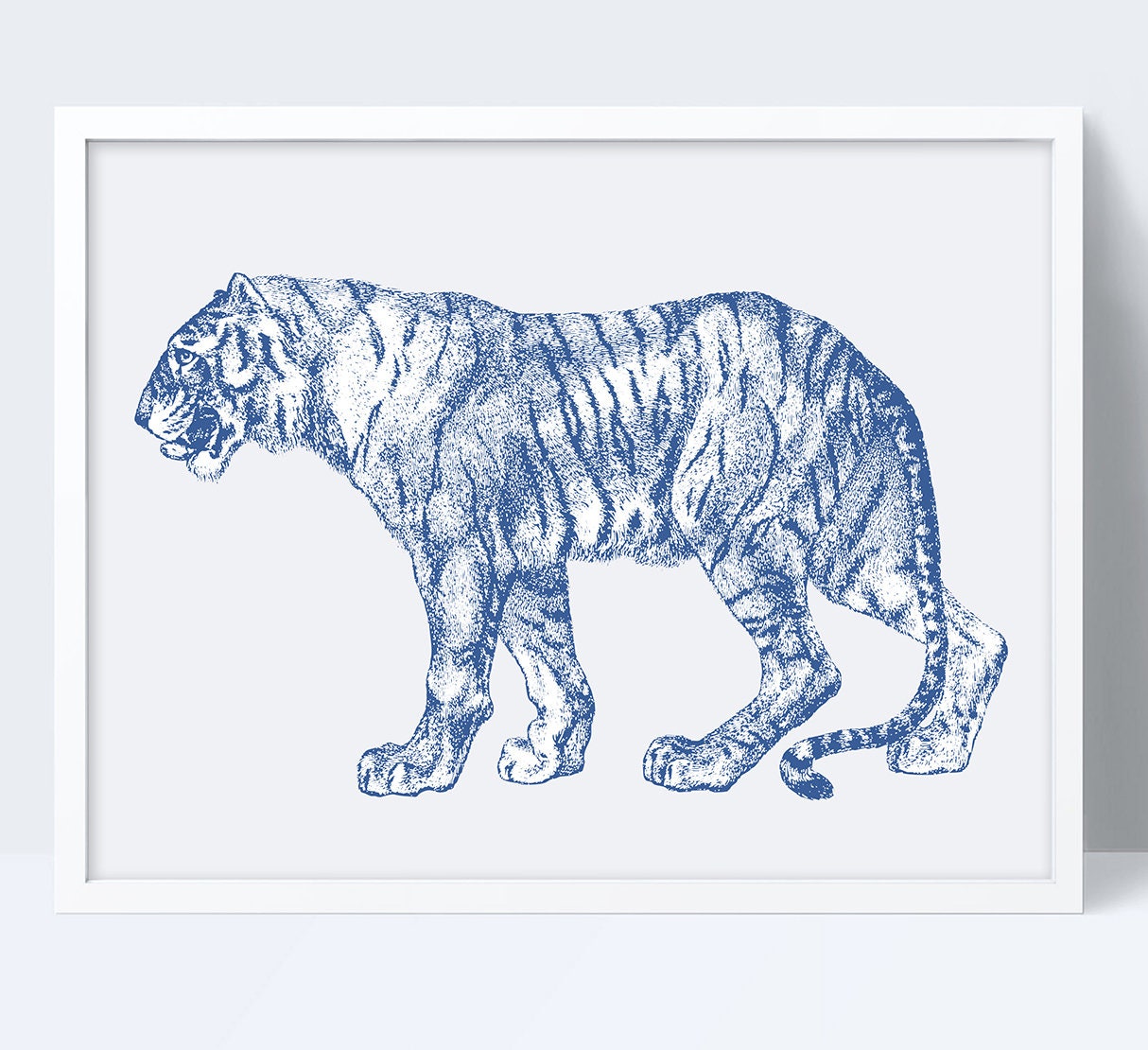 Digital Tiger Art Print Blue Tiger Art Tiger Wall Art | Etsy