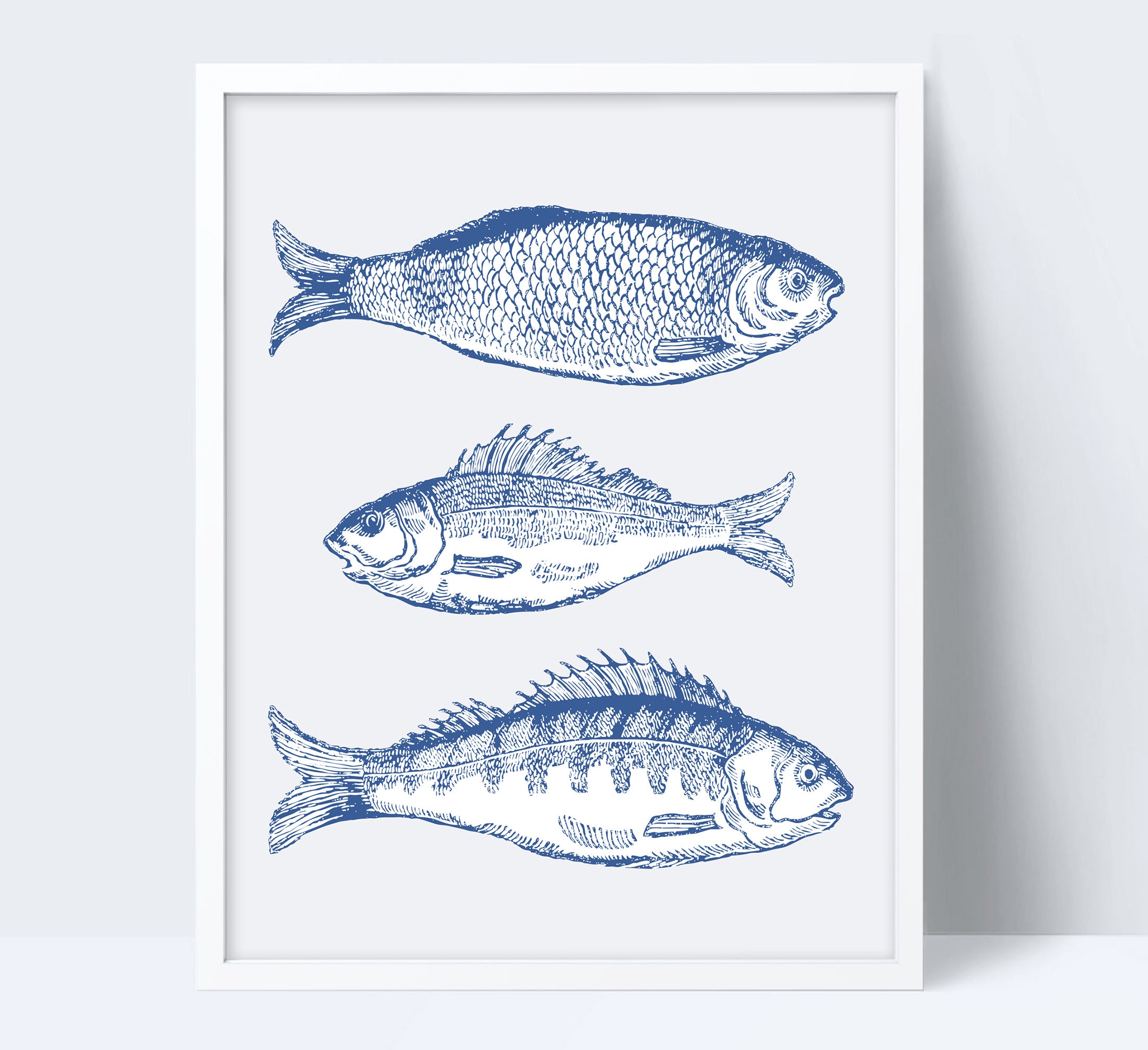 Digital Fish Art Print Blue Fish Art Fish Wall Art Vintage - Etsy UK