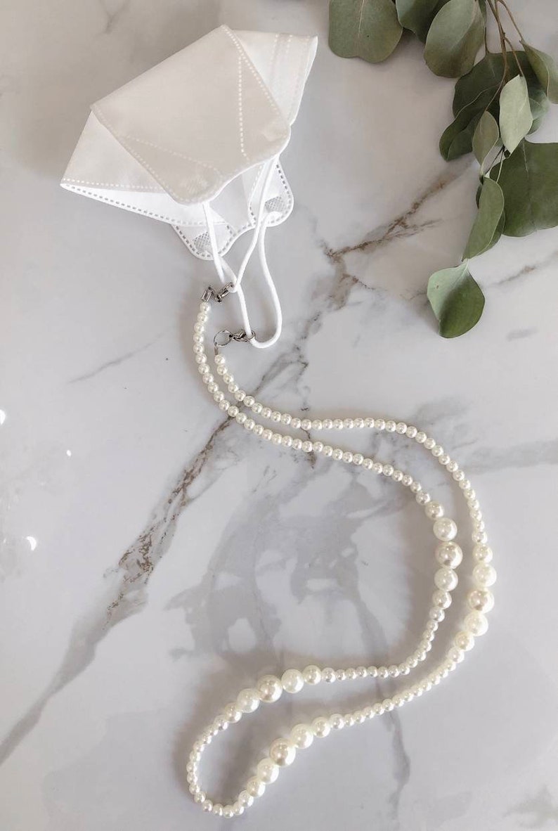 Pearl Necklace Face Mask Holder Hand Made Mask Saver Fast - Etsy