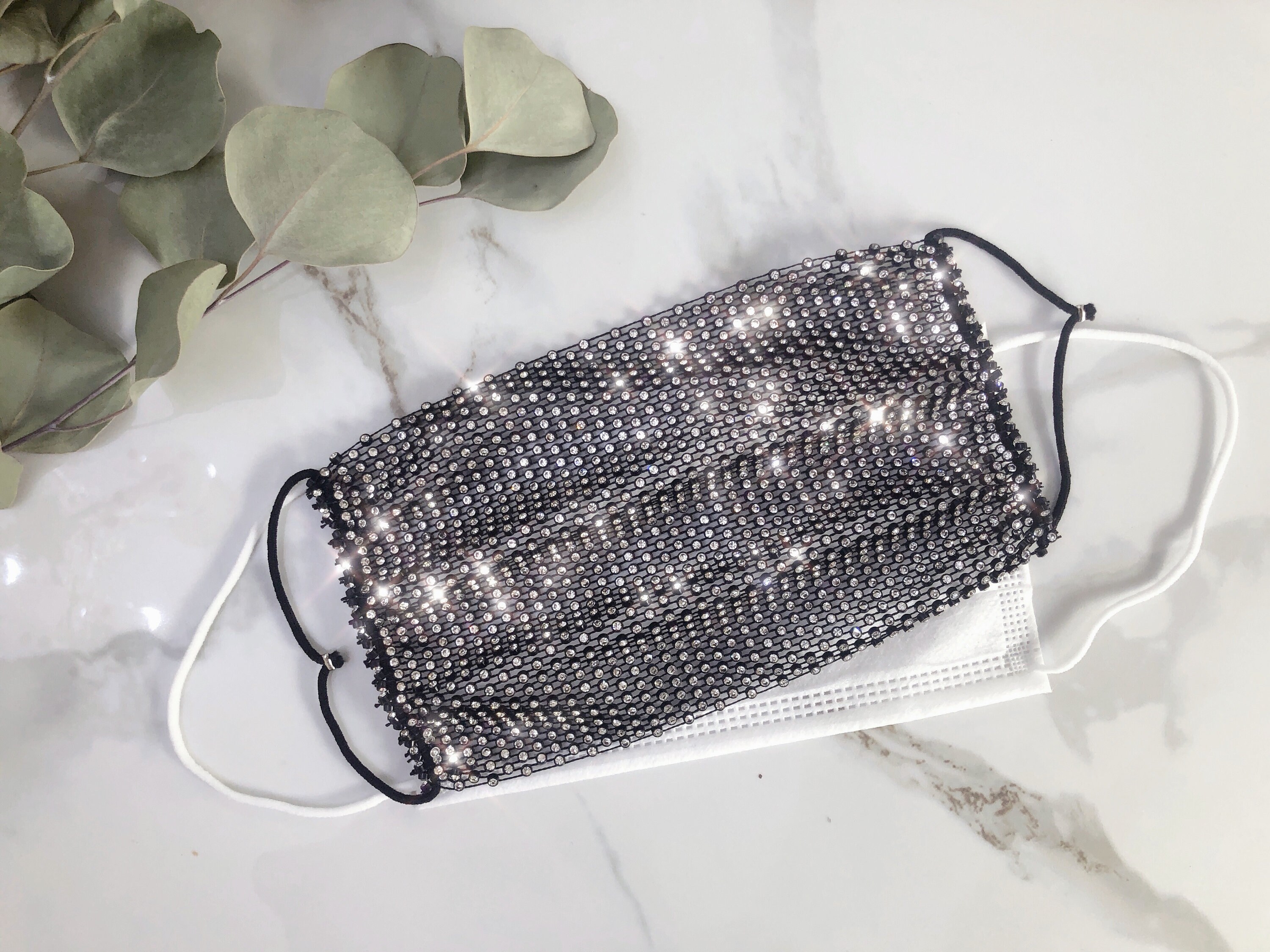 70% OFF Velvet Gold Chain Face Mask and Rhinestone | Etsy