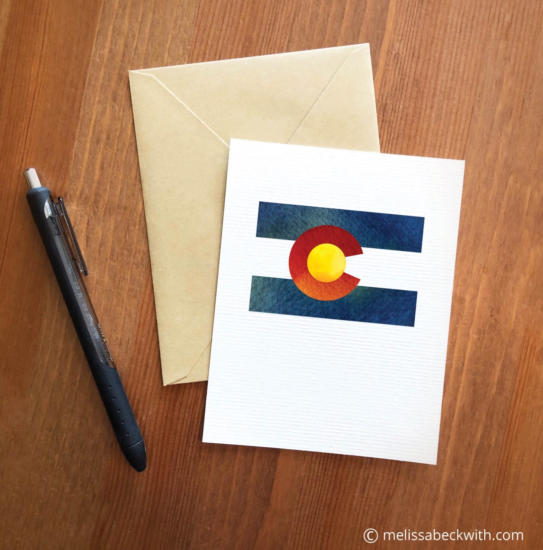 Colorado State Flag Note Card, Watercolor, Illustration, 4 Pack ...