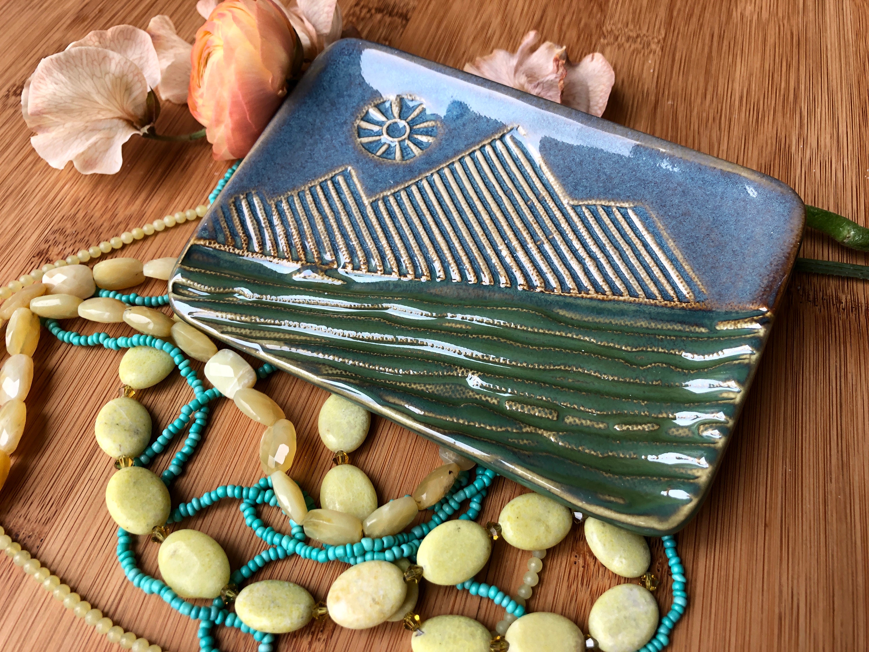 Mountain Trinket Dish, Handmade Pottery Ceramic Dish for Jewelry, Soap ...