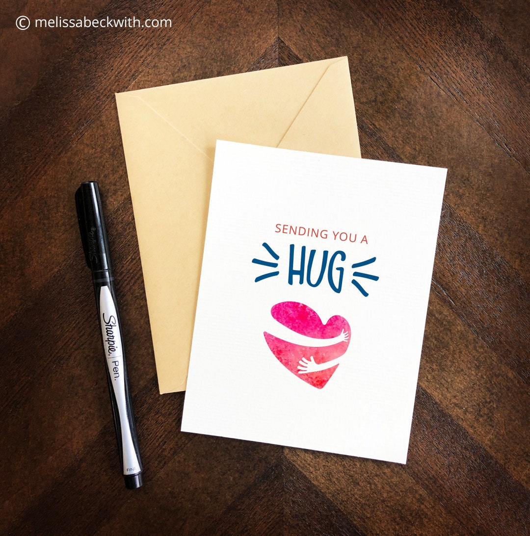 Sending A Hug Greeting Cards: Watercolor Love Note Cards, Set of 4 - Etsy
