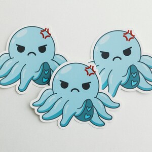 Angry Octi - Matte Vinyl Sticker - Water Resistant - Etsy