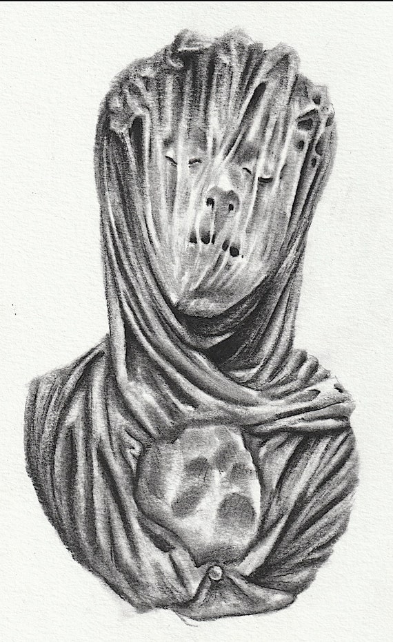 Veiled Virgin Drawing Print - Etsy