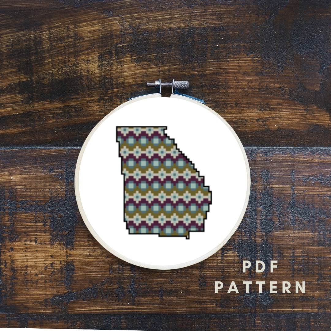 State of Georgia Geometric Cross Stitch Pattern - Etsy