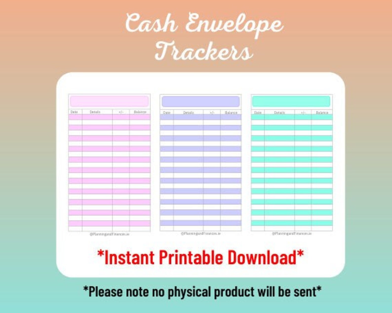 Cash Envelope Tracker Instant Download Expense Tracker - Etsy